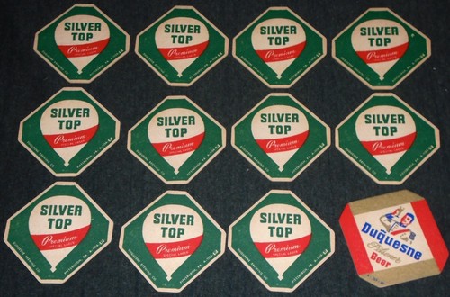Lot of 12 1940's Silver Top Beer, Duquesne Brewery, Pittsburgh PA Beer ...