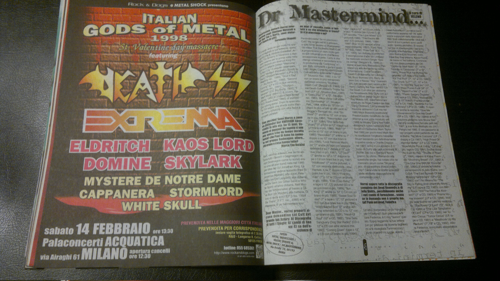 METAL SHOCK n.252 dicembre 1997 rivista musicale | eBay