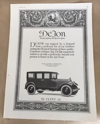 DeJon automoibile print ad 1924 vintage illustrated art car large Flint ...