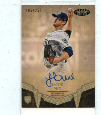 JACOB NIX 2019 Topps Tier One AUTO Autograph #D /250 San Diego Padres ...