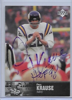 Football Card IP auto PAUL KRAUSE Minnesota Vikings 1997 Upper Deck ...