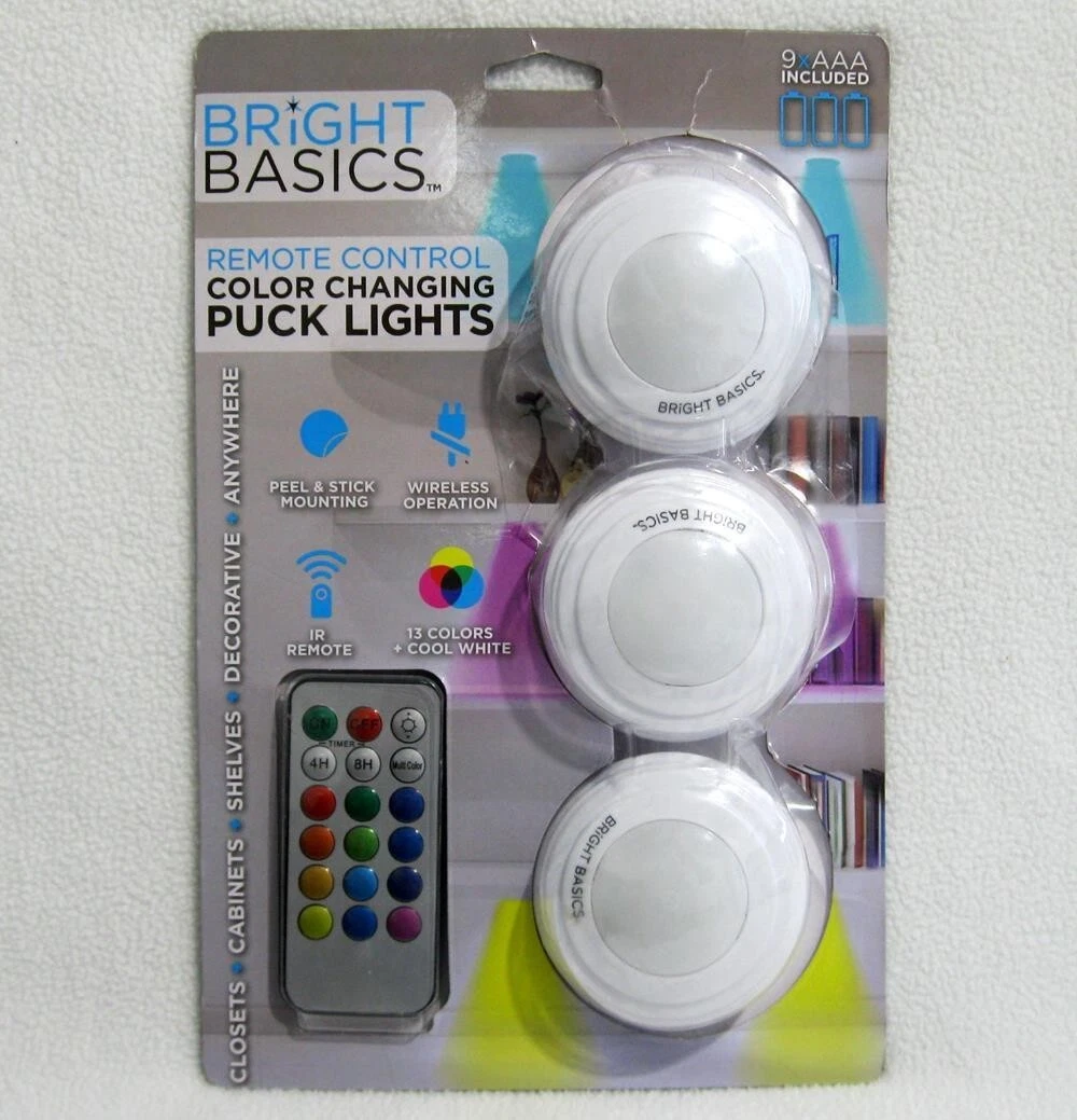 3 Led Puck Lights With Remote | Shelly Lighting
