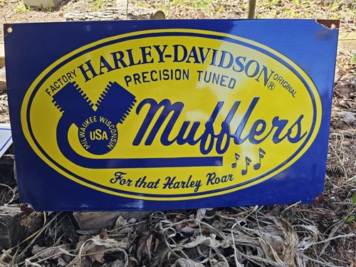 LARGE HARLEY-DAVIDSON MUFFLERS PORCELAIN METAL SIGN 24"X 14" | eBay