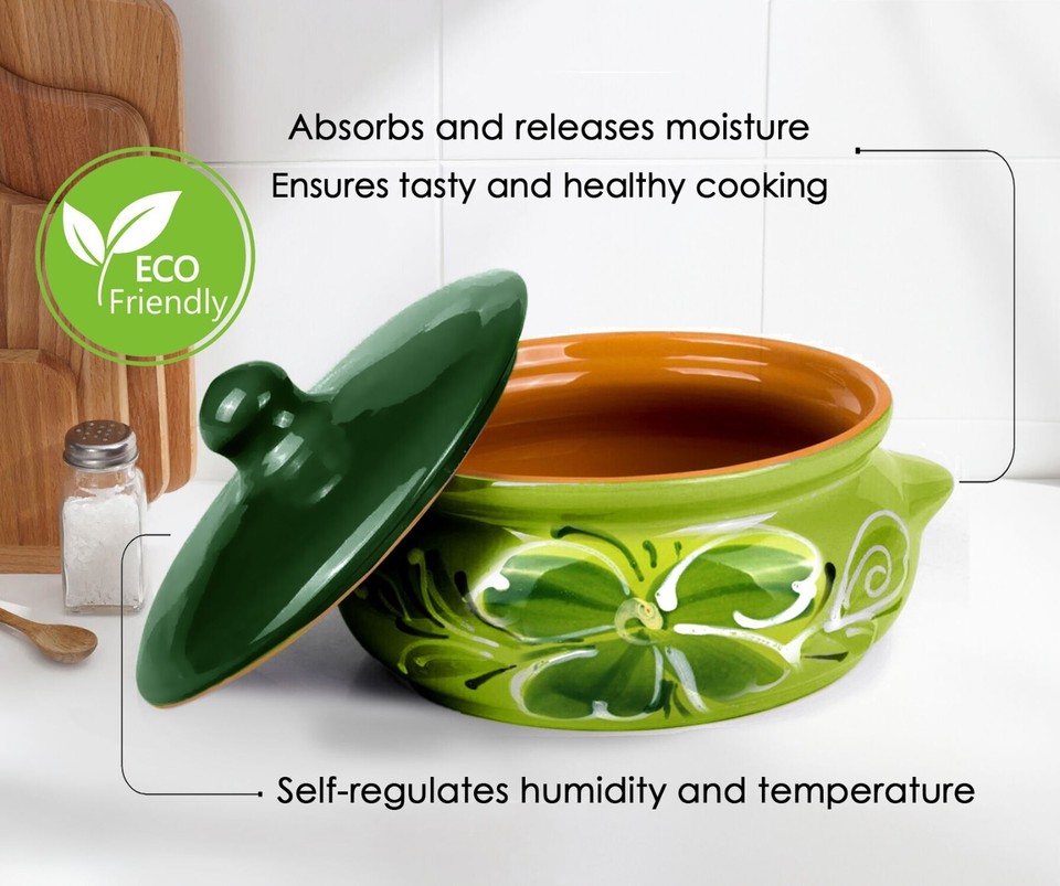 Baking Stewing Stoneware Ramekin Clay Cooking Pot w/Lid 1-Serving ...