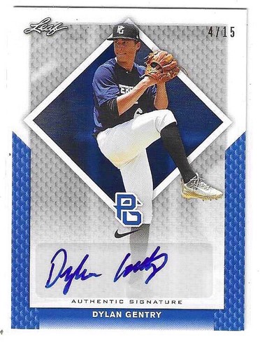 2016 PERFECT GAME NATIONAL SHOWCASE DYLAN GENTRY BLUE AUTO #BA-106 4/15 ...