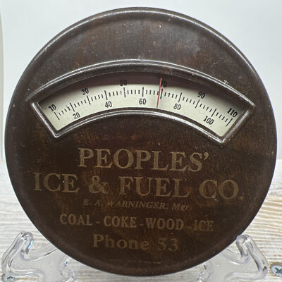 PEOPLE’S ICE FUEL Advertise Thermometer WARNINGER Coal Coke California ...