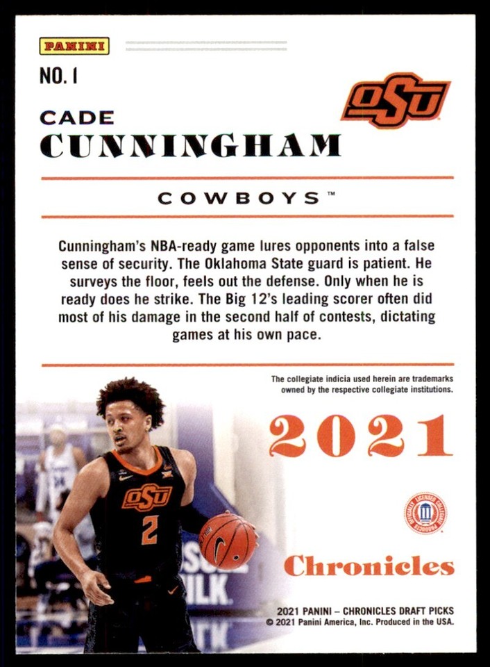 Cade Cunningham 2021-22 Panini Chronicles Draft Picks Rookie Card RC #1 ...