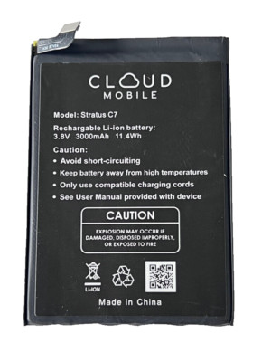 Cloud Mobile Stratus C7 Battery 3000mAh Li-Ion Phone Part OEM ORIGINAL ...