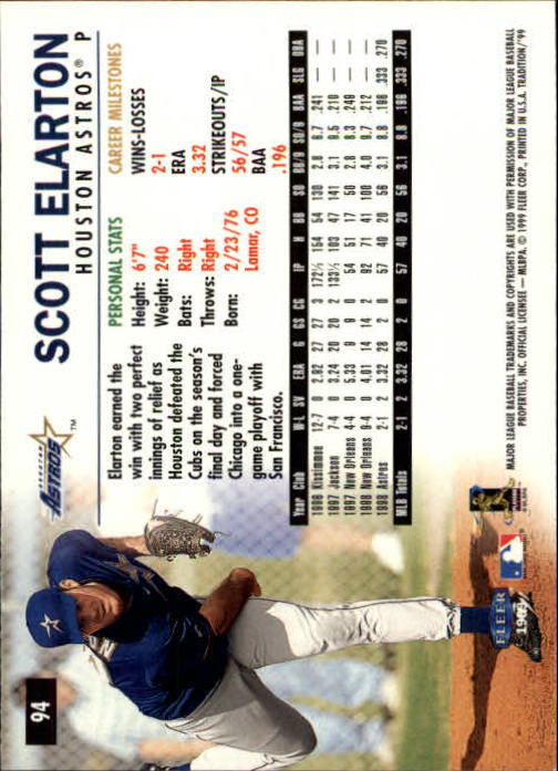 1999 Fleer Tradition Baseball Card #94 Scott Elarton | eBay