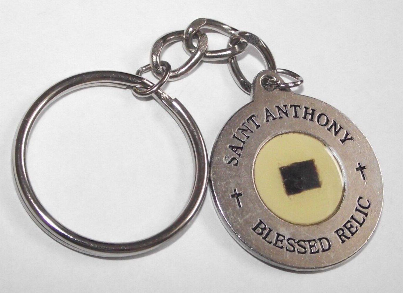 Vtg St Saint Anthony blessed relic medal key chain ring patron of lost ...