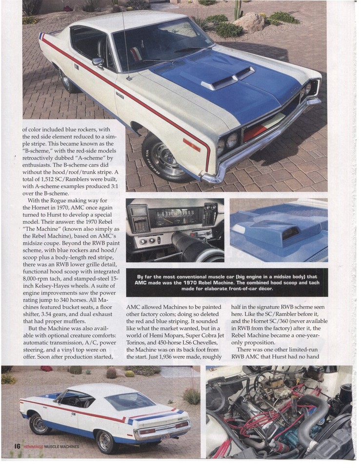 1969-1970 AMC RED WHITE BLUE MUSCLE - MACHINE AMX SC/RAMBLER JAVELIN ...