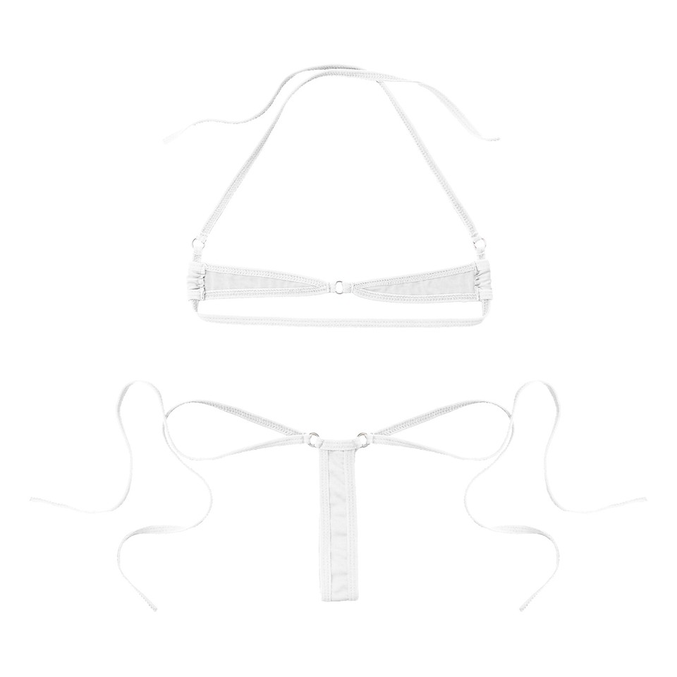 Women Micro Bikini Set Lace Up Halter Bra Low Rise Thong Sunbathing Swimwear Ebay