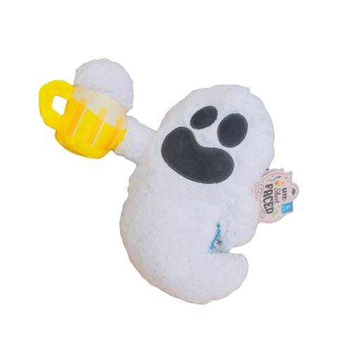 Bark Box Sheet Faced 9” Plush Dog Toy Ghost Crinkle Squeak LG 50+ Lbs ...