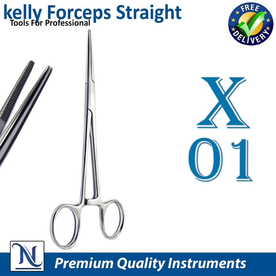 5X Kelly Hemostat Forceps Straight Surgical Instrument (Set of 5 ...