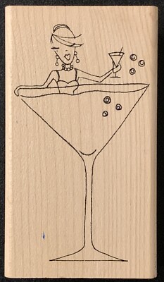 Inky Antics Fashionista Woman In Martini Glass Rubber Stamp | eBay