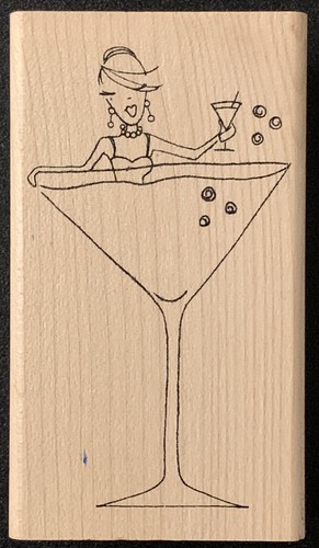 Inky Antics Fashionista Woman In Martini Glass Rubber Stamp | eBay