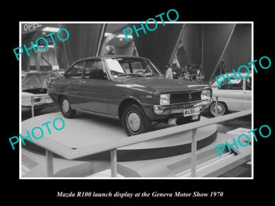 OLD LARGE HISTORIC PHOTO OF MAZDA R100 GENEVA LAUNCH MOTOR SHOW DISPLAY ...