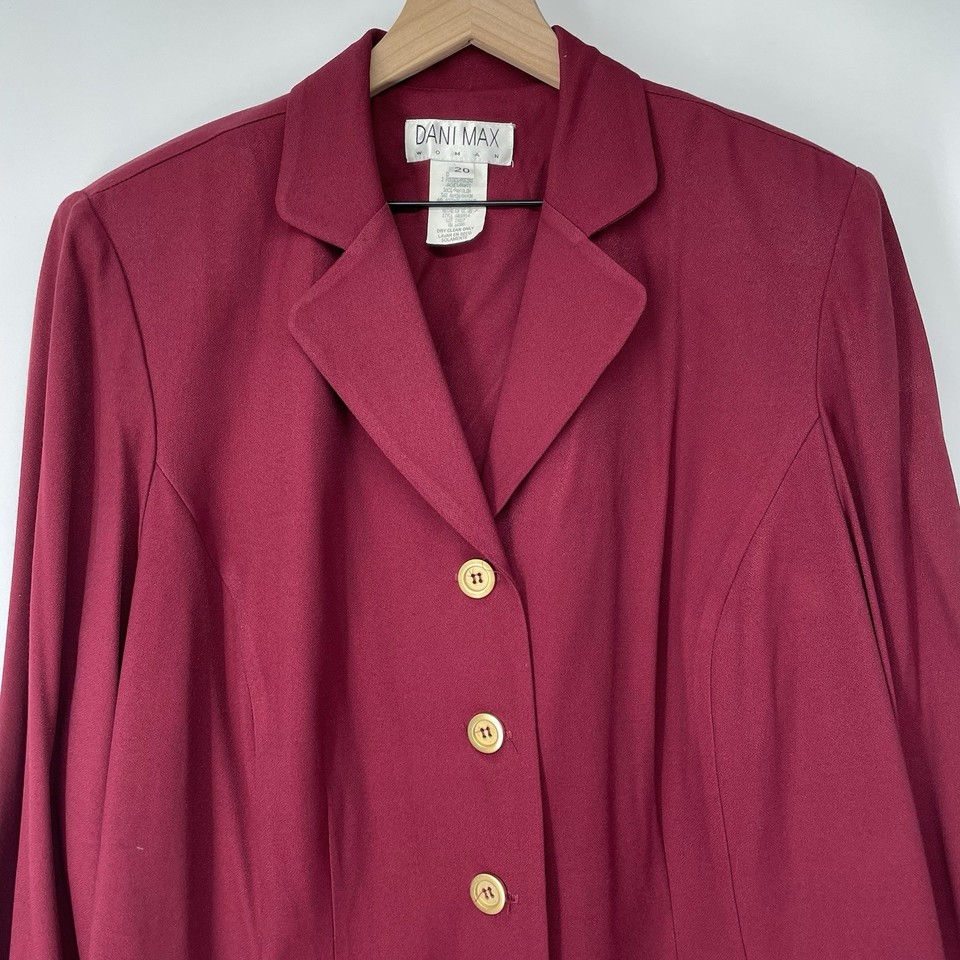 NWT Dani Max Garnet Red Two Piece Suit Jacket Pants Power Suit Office ...