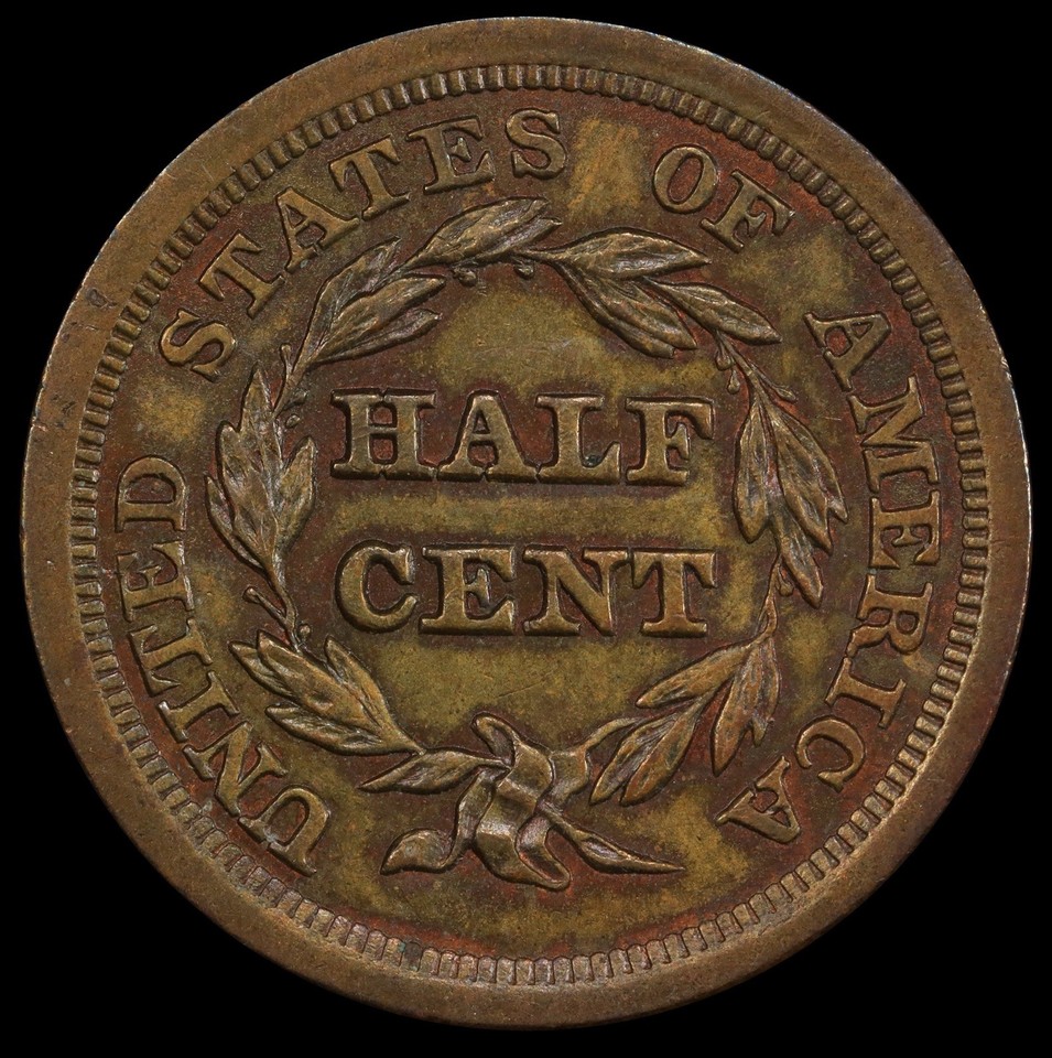 1854 PCGS AU55 Half Cent - Very Original - Nice Planchet Flaw | eBay