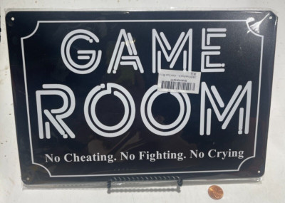 GAME ROOM No Cheating Fighting Or Crying 7.75 inT X 11.75" in W Metal ...