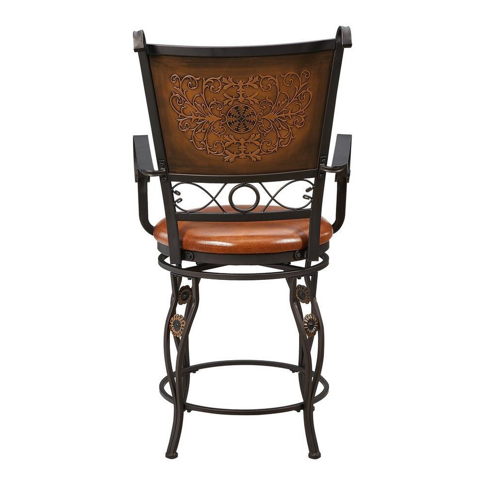 Big & Tall Copper Stamped Back Counter Stool with Arms 81438244594| eBay