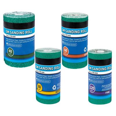 5m Sanding Roll Aluminium Oxide Anti Clog Sandpaper Resin Bond 40 60 80 ...