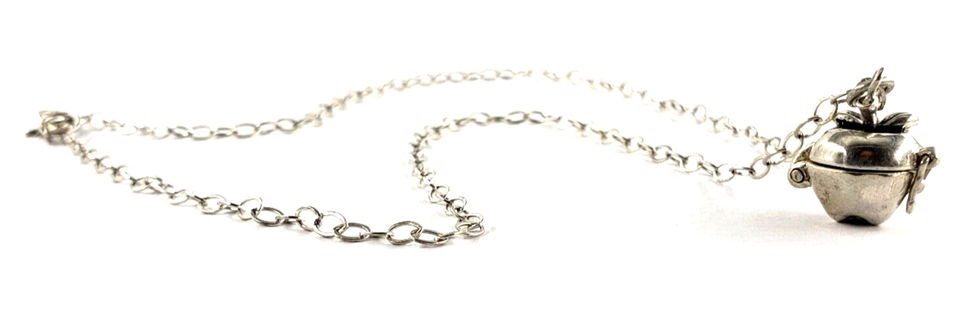 JEZLAINE Sterling Silver Apple Locket Pendant Pill Box 16.5" Inch ...