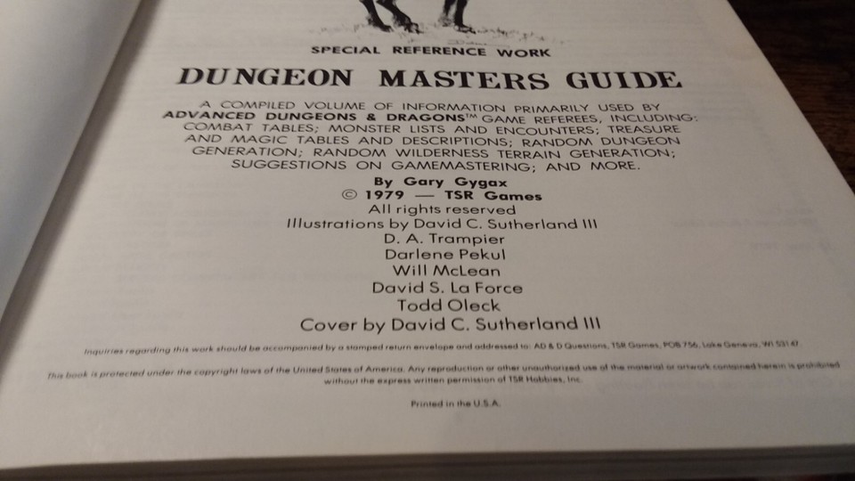 DUNGEON MASTERS GUIDE 1979 4th Print Dungeons & Dragons 1st Edition 232 ...