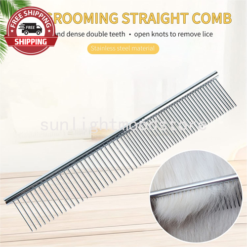 Metal Dog Combs 2 Pack for Grooming,Pet Comb with Rounded Ends ...