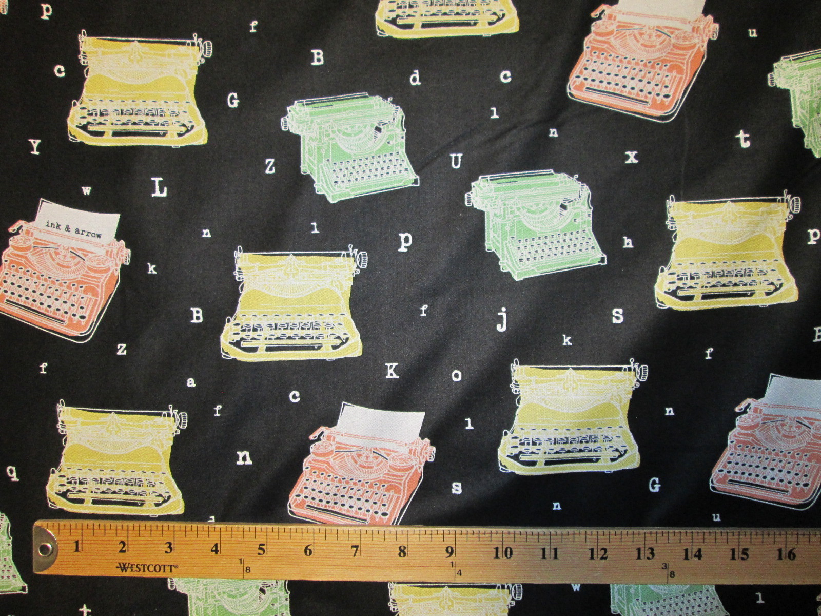 Typewriters Text Black Type School Supplies Black Cotton Fabric FQ | eBay