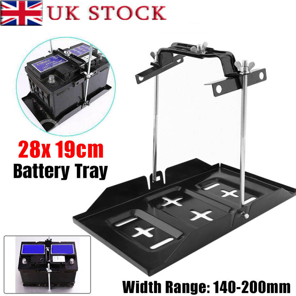 Universal Metal Car Battery Tray Holder Mount Adjustable Hold Down ...