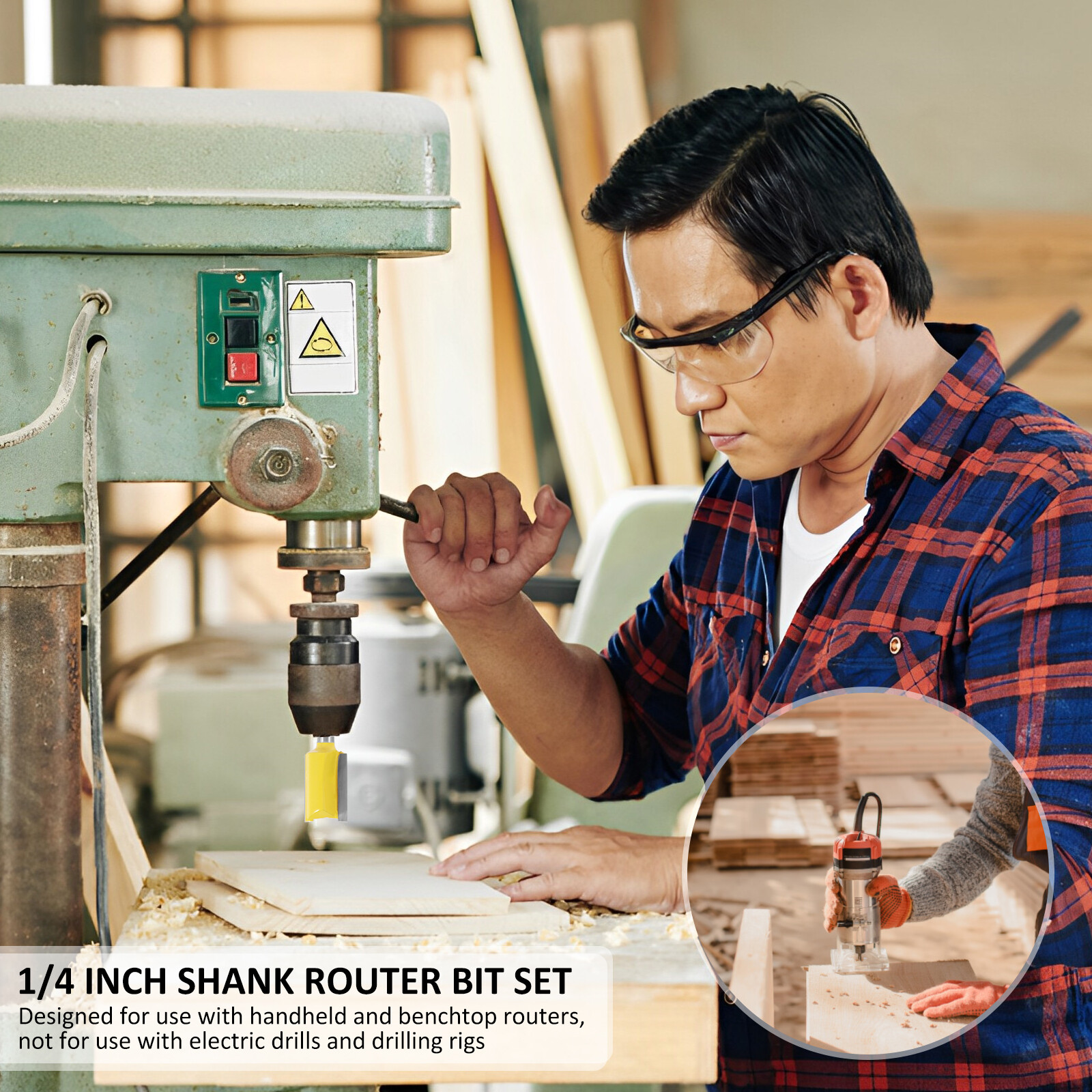 5Pcs 1/4 Inch Shank Straight Dado Router Bit Kit Carbide Double Flute🐕 ...