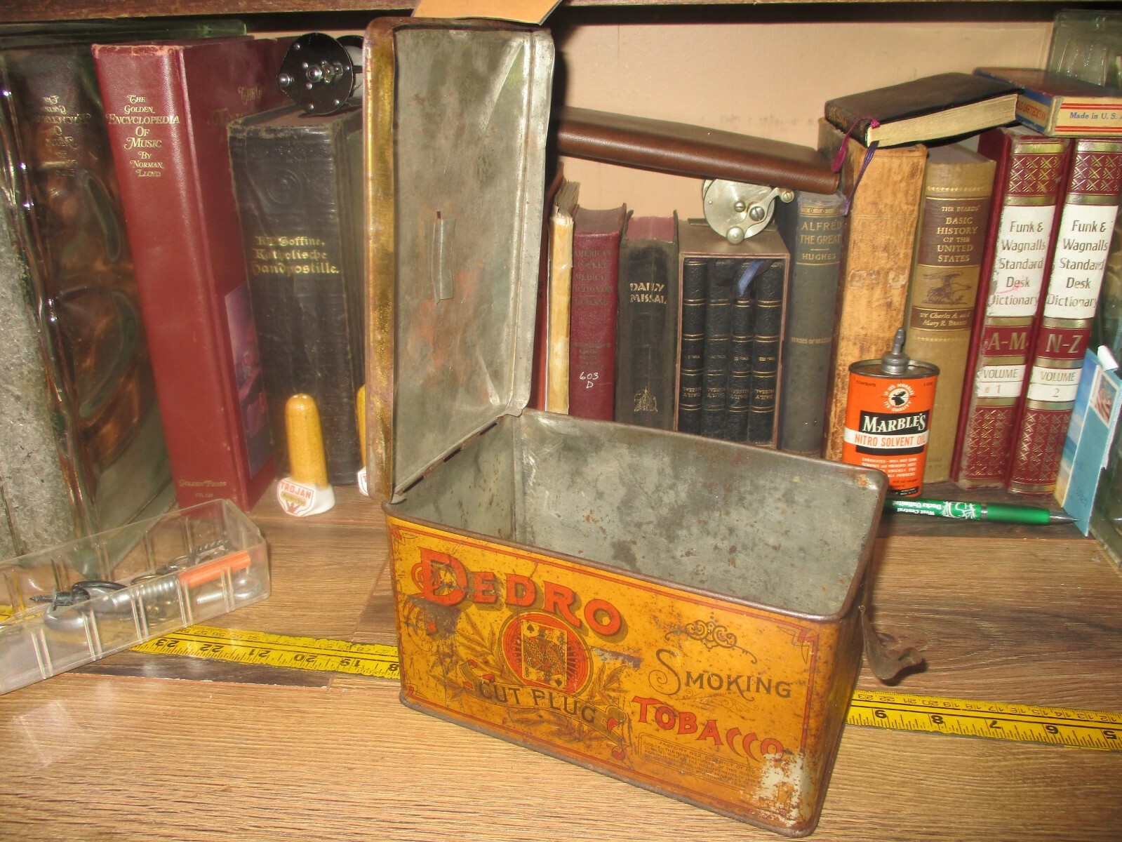 PEDRO TOBACCO TIN CUT PLUG SMOKING LUNCH BOX CAN VINTAGE ANTIQUE EARLY ...