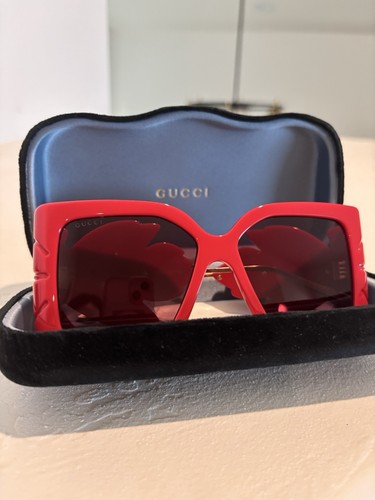 Red Gucci Square Wing Sunglasses | eBay