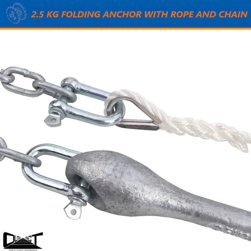 2.5 KG Folding Grapnel Anchor Kit 20M Marine Rope Chain Boat Kayak ...