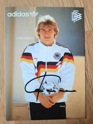 JÜRGEN KLINSMANN, original signierte Adidas-DFB-Autogrammkarte, WM 1990 ...