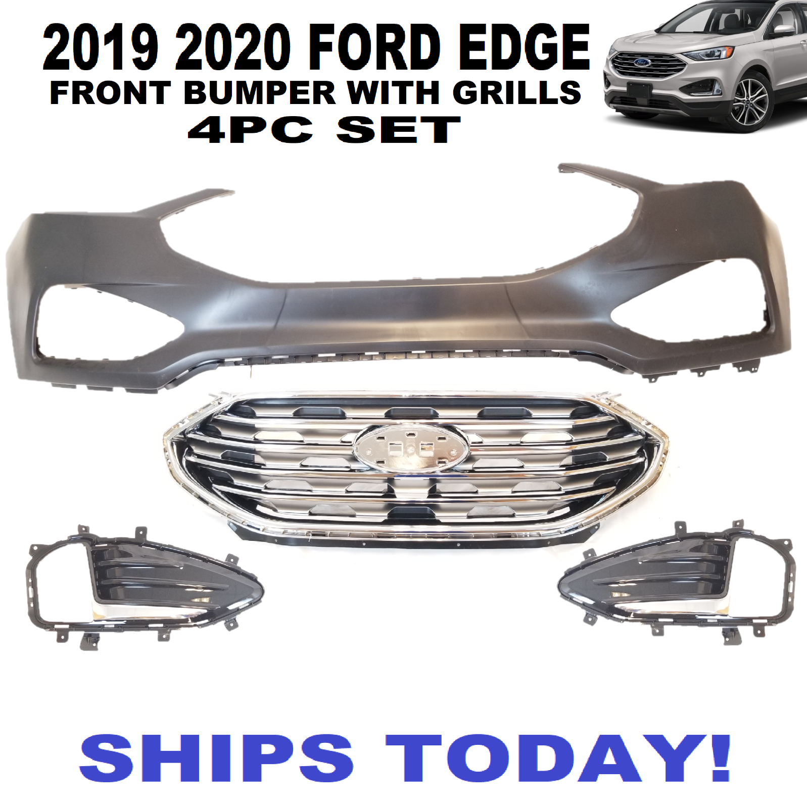 2019 FORD EDGE FRONT BUMPER COVER WITH GRILL AND LAMP COVERS | eBay