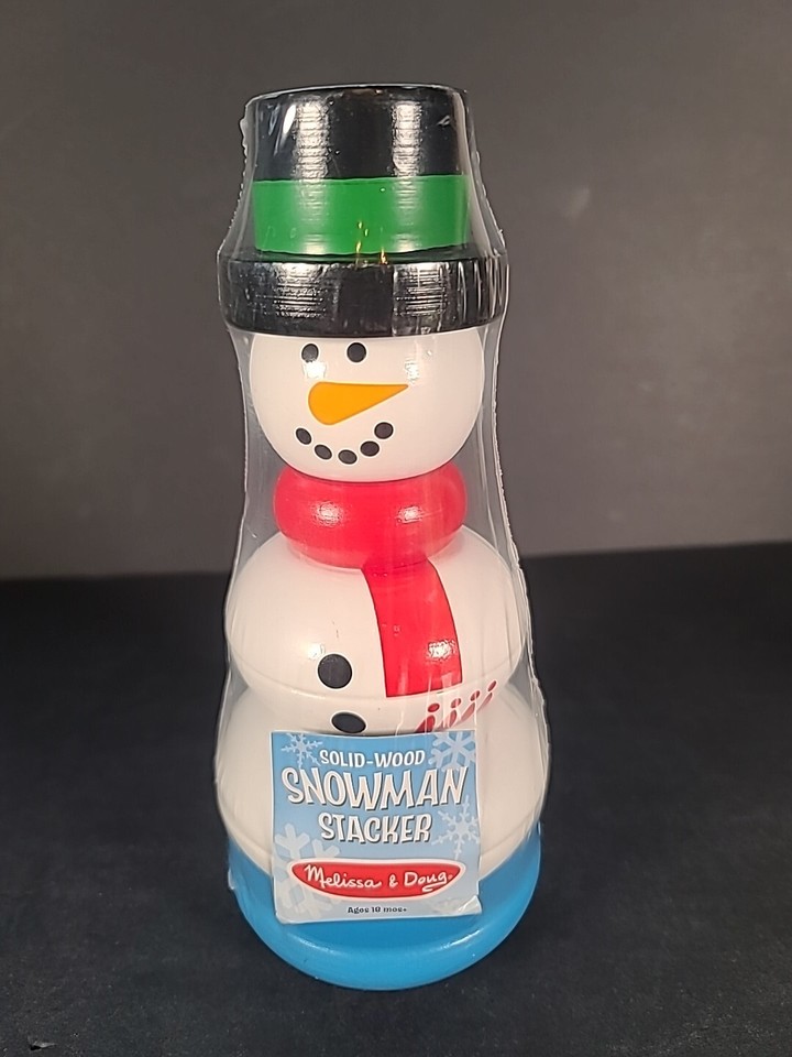 Melissa & Doug Snowman Wooden Stacker Toddler Christmas Building Toy ...