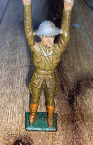 Antique Vintage 1940s Grey Iron US Flag Signaler Doughboy Toy Lead ...