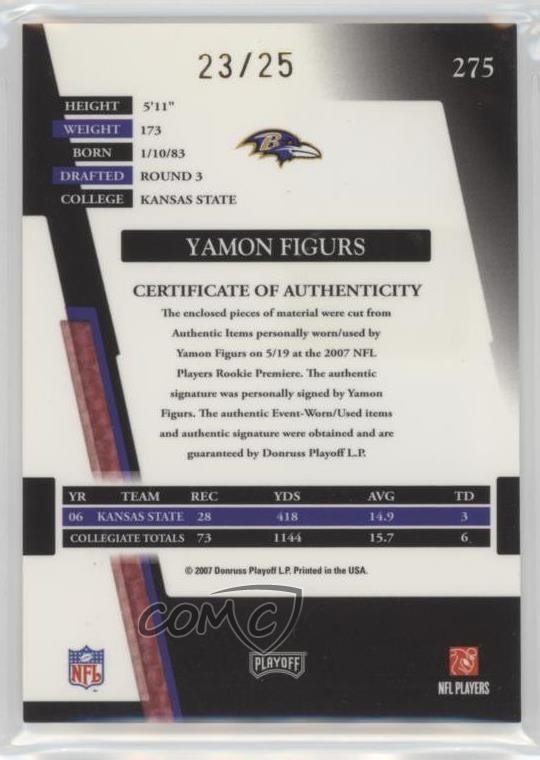 2007 Playoff Absolute Memorabilia /25 Yamon Figurs #275 Rookie Auto RC ...