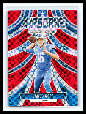 💥 JARED GOFF 2024 ROOKIES & STARS AIRBORNE RED PLAID HOLO REFRACTOR # A ...