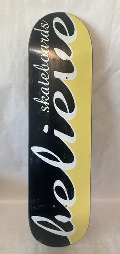 Believe Skateboards Skateboard Deck Cursive Black White Yellow Used | eBay