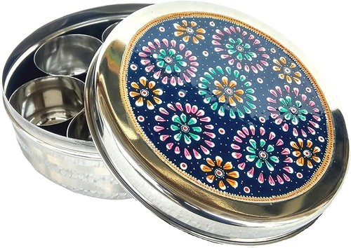 Stainless Steel Spice, Masala Box Container rack,Indian Size - 8x8 Inch ...