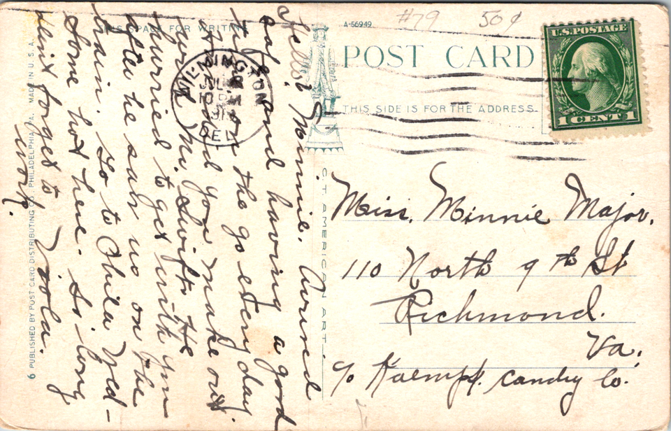 Wilmington Delaware DE Old Clock Tower Post Office Vintage C. 1920s ...
