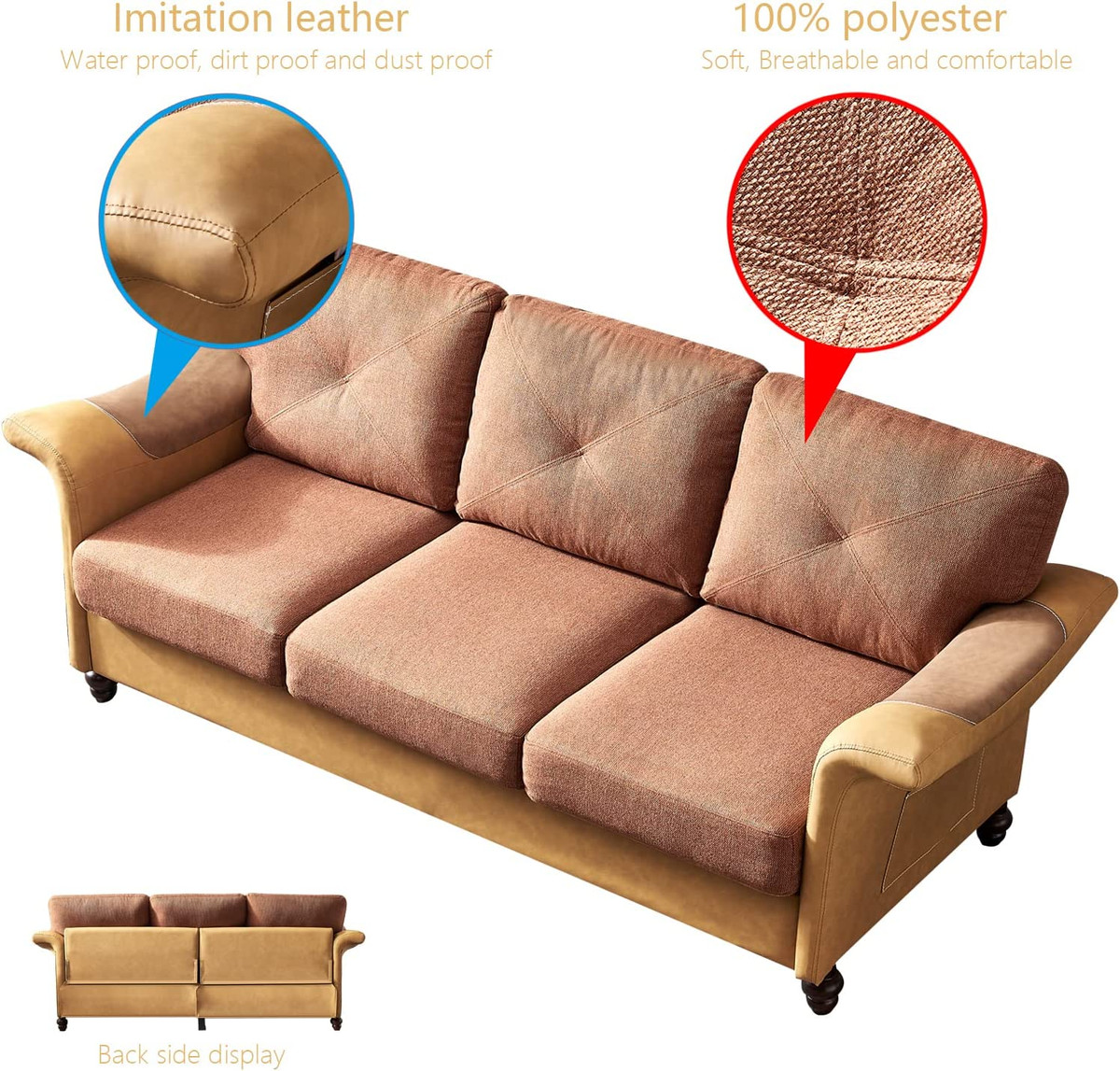 Mid Century Modern Vintage Style Linen Sleeper Futon Sofa | Cabinets ...