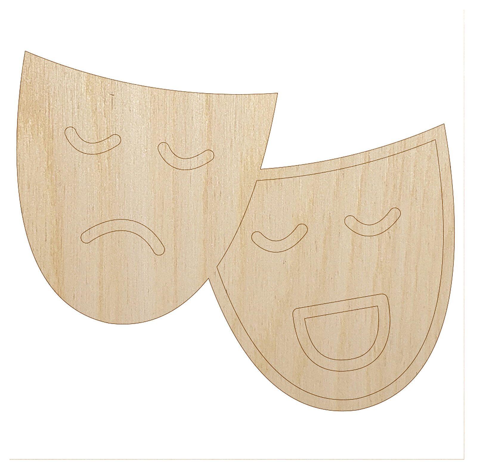 Acting Comedy Drama Masks Theater Carnival Unfinished Wood Shape Cutout ...