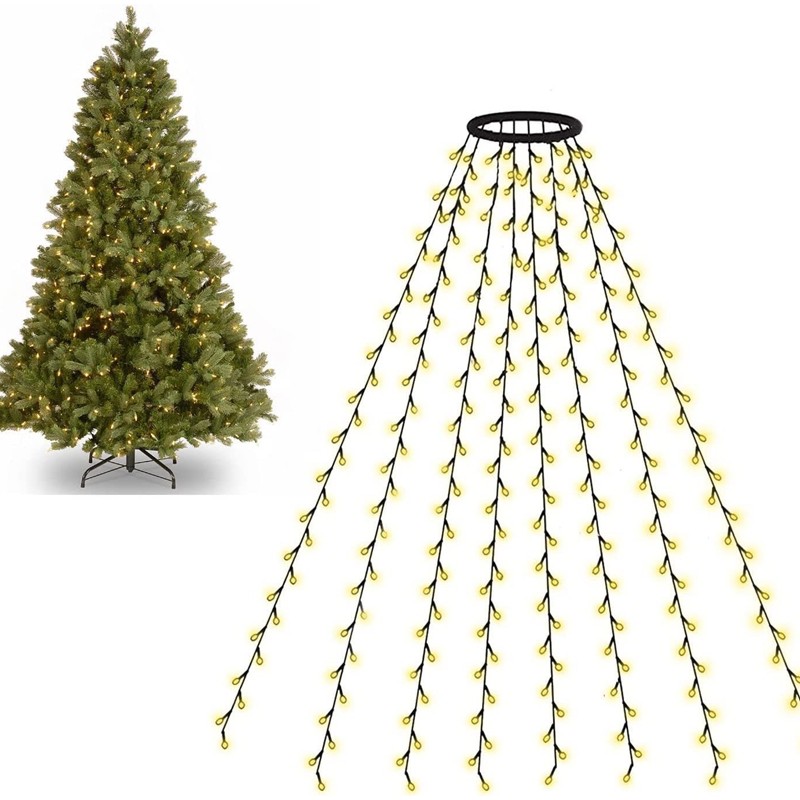 Christmas Tree Star Topper String Lights Waterfall Xmas Tree Lights ...