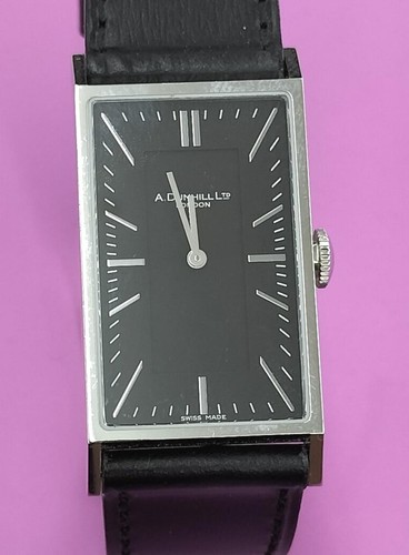 Dunhill 8036 Black Leather Band Stainless Steel Case Quartz Wristwatch ...