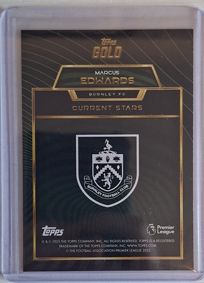 Marcus Edwards Topps Gold Base Card 55/75 Burnley | eBay UK