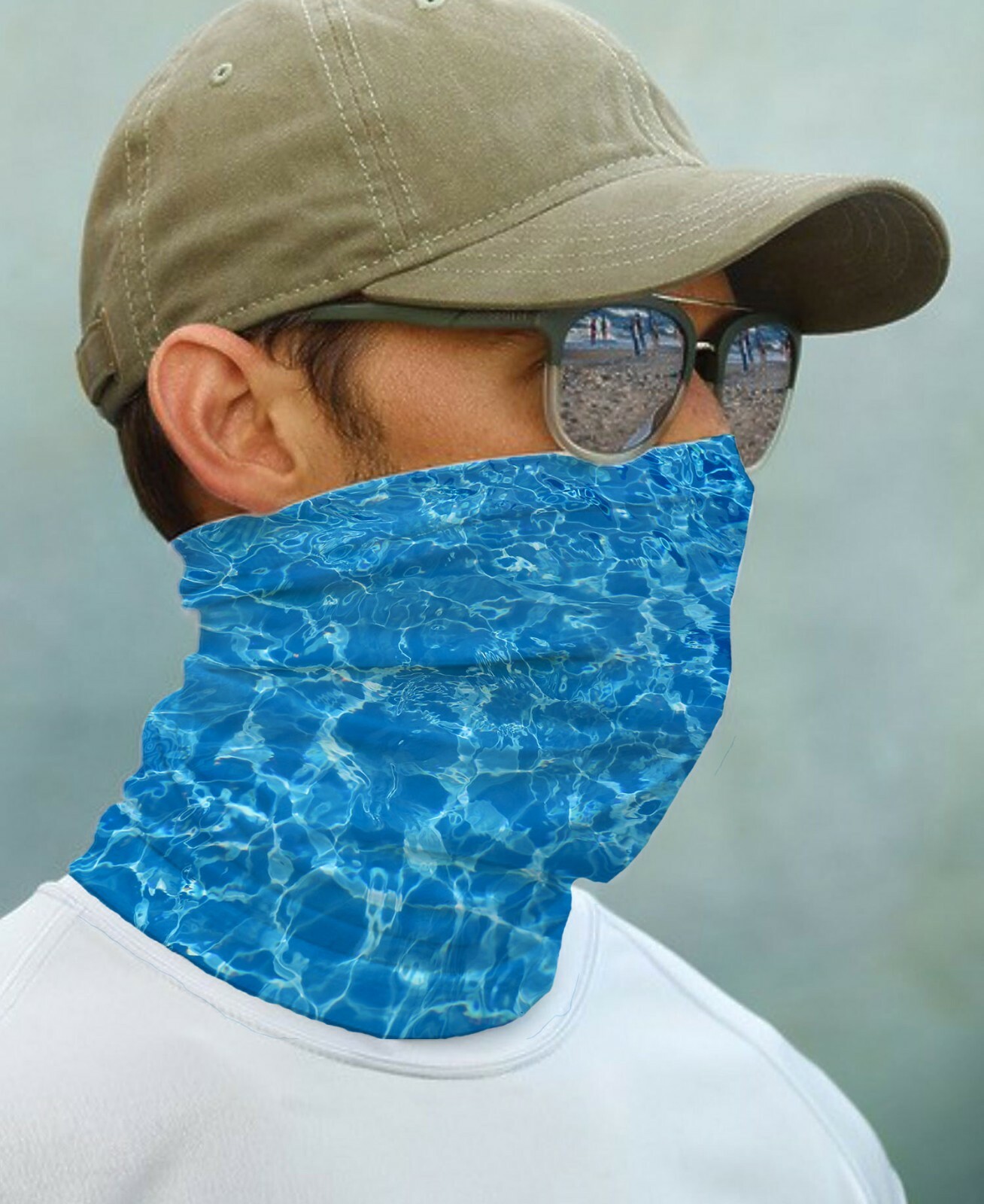 SUN GAITER Face Mask Bandana UPF 50+ UV Protecter Boat Beach Blue Water ...